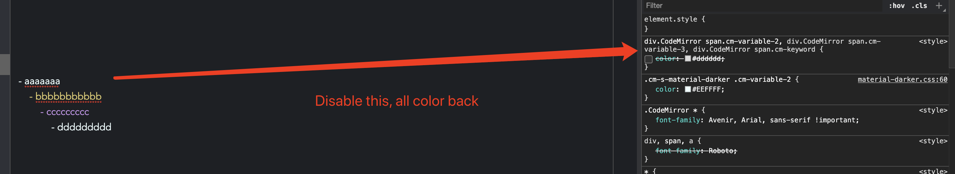 Code mirror css overwrite the original theme style · Issue #5394 · laurent22/joplin · GitHub