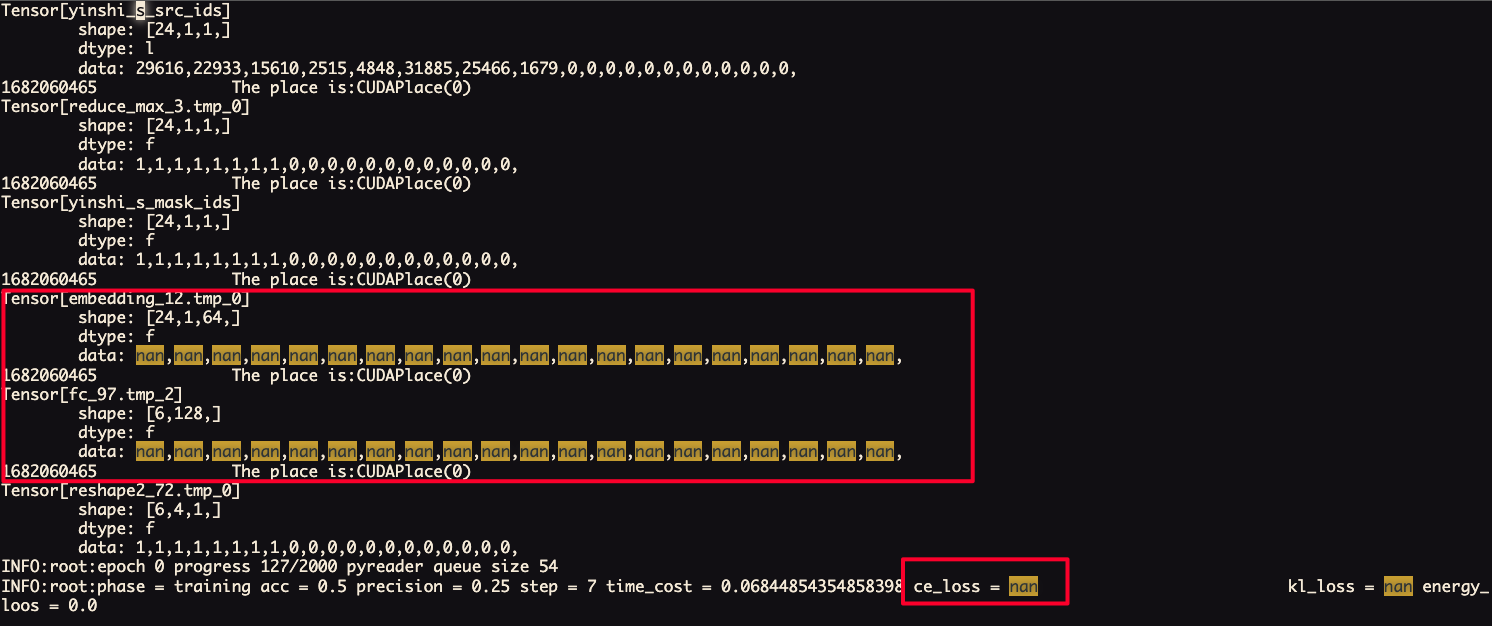 Embedding层为nan，loss为nan · Issue 53170 · Paddlepaddlepaddle · Github 