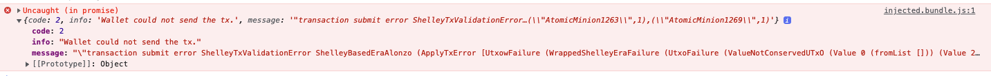 Incorrect Error Msg When Submitting A Transaction · Issue 208 · Input Output Hk Nami · Github
