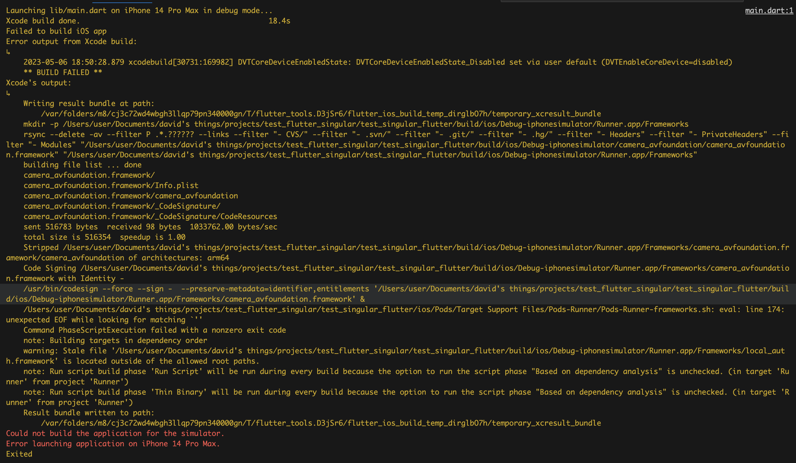 Flutter 3 7 11 Xcode 14 3 Unable To Find A Destination Matching The Provided Destination