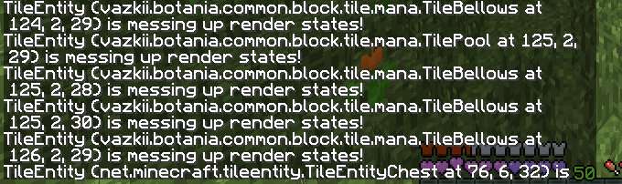 "Tile entity (entity name eg. IronChest at x,y,z) is meesing up with ...