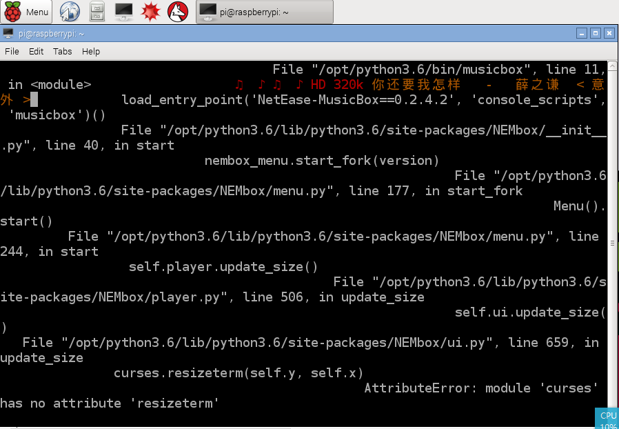 树莓派上安装后可以运行，但界面中文乱码，如何解决 · Issue #668 · darknessomi/musicbox · GitHub