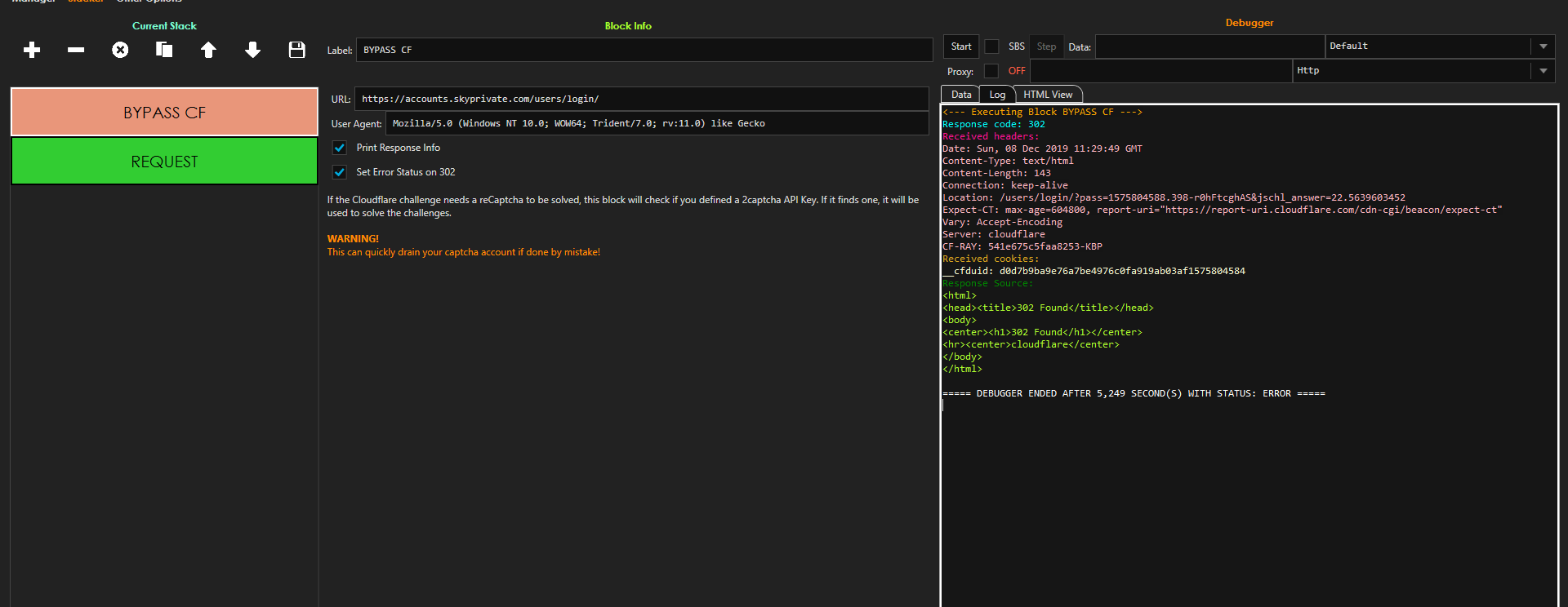 [BUG] Cloudflare bypass does not work correctly. · Issue #435 · openbullet/openbullet · GitHub