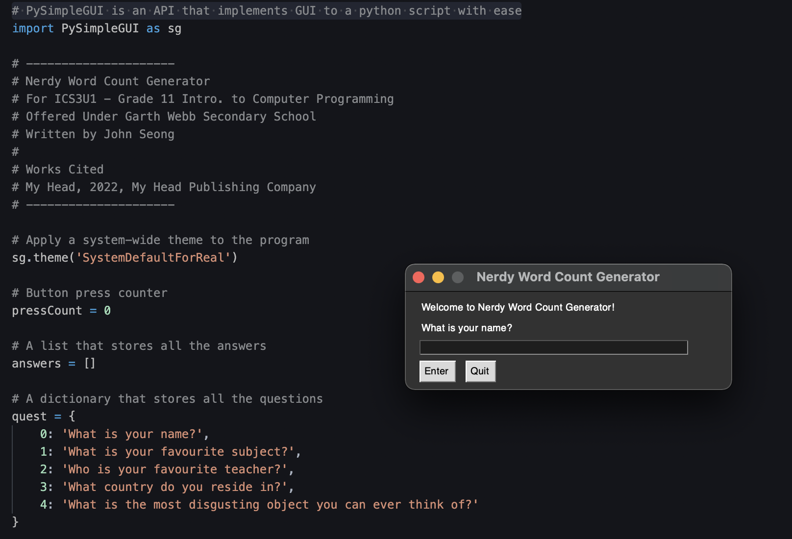 GitHub - wonmor/Nerdy-Word-Count-Generator: My Head, 2022, My Head Publishing Company