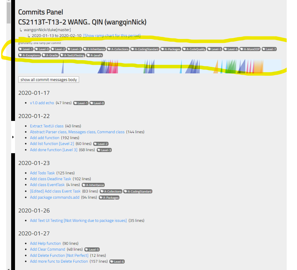 Provide a way to highlight the commit · Issue #1071 · reposense/RepoSense · GitHub