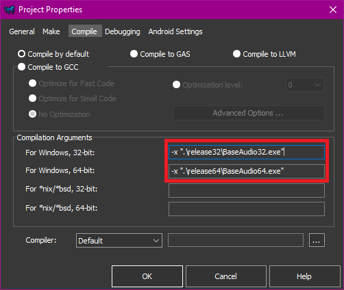 Can't run the application if set the Compilation Arguments with "-x " · Issue #273 ...