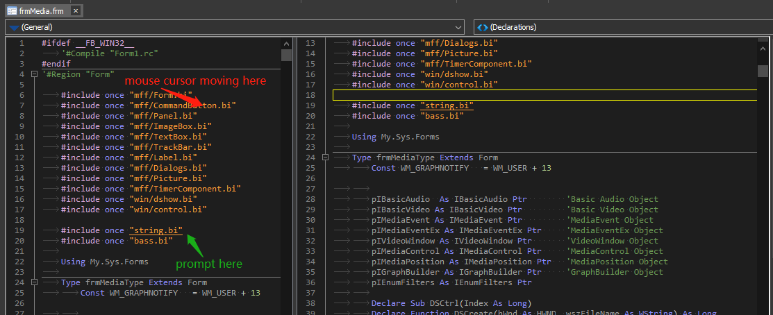 the crtl + move of the left code editor will give an error prompt on #include "file.bi" · Issue ...