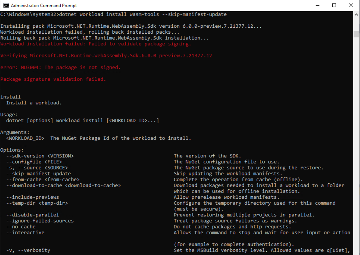 With .NET 6.0 Preview 7, I can't install Blazor WebAssembly AOT workload · Issue #19378 · dotnet ...