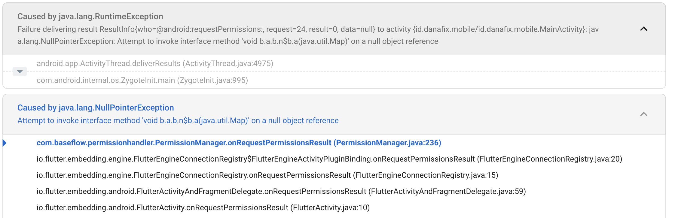 Crashlytics is reporting crash is happening in PermissionManager.java line 140 · Issue #659 ...