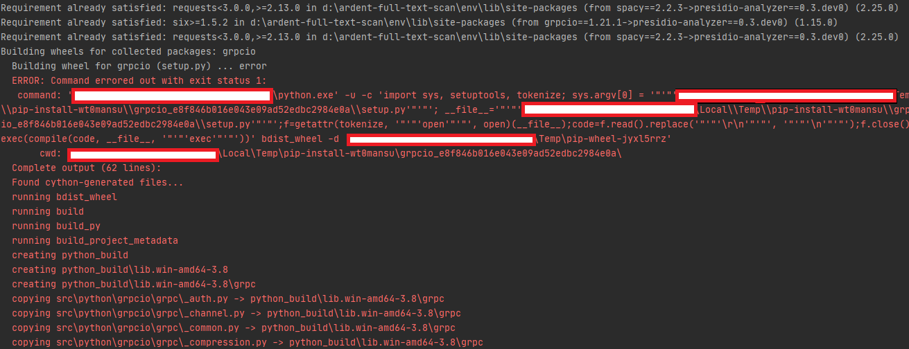 Unable to install presidio-analyzer in Python 3.8 · Issue #382 · microsoft/presidio · GitHub