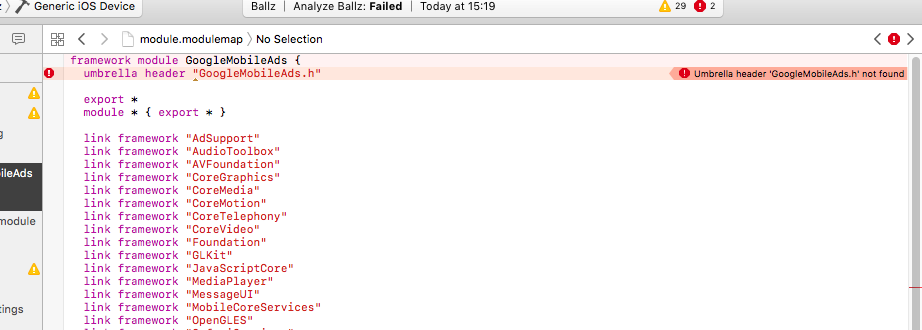 Admob+Construct 3 - Umbrella Header "GoogleMobileAds.h" not found" · Issue #1231 · Scirra ...