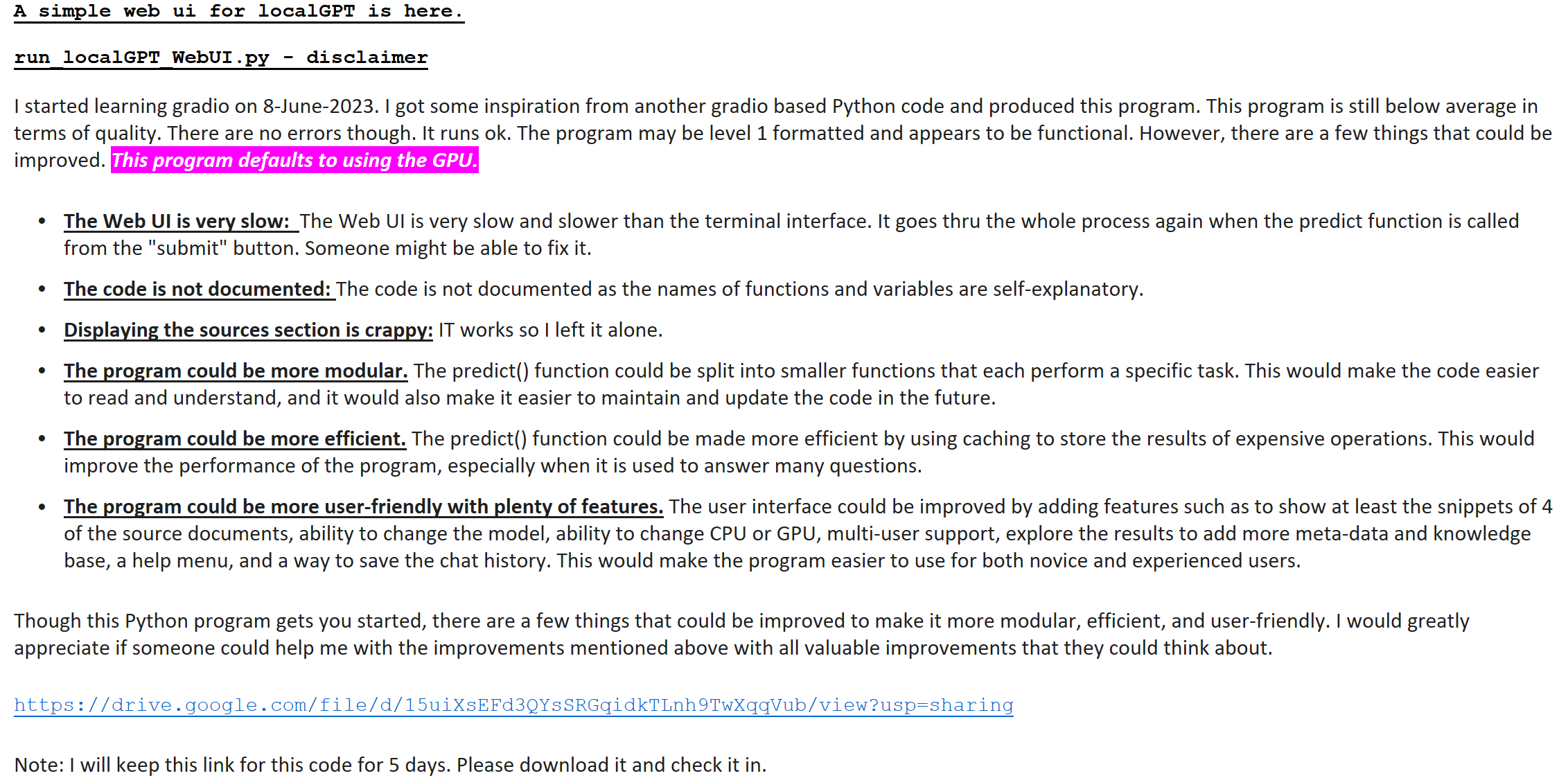 Gradio Demo · Issue 74 · Promtengineerlocalgpt · Github
