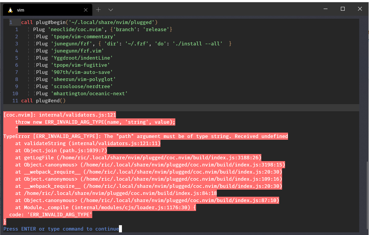 Node 14.2 Error [coc.nvim]: internal/validators.js:121 · Issue #2240 · neoclide/coc.nvim · GitHub
