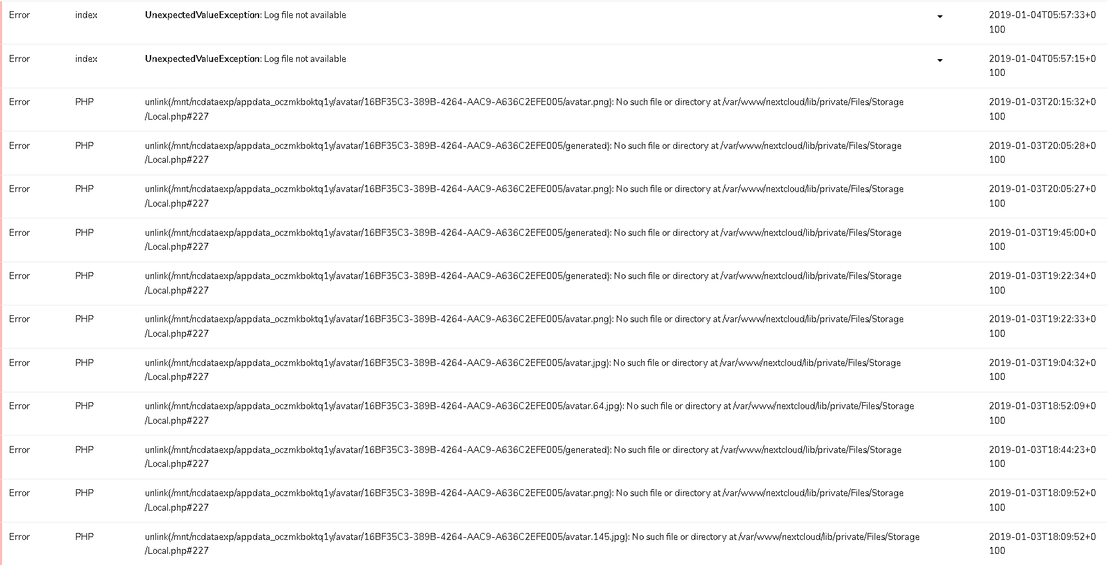 OCP\Files\NotFoundException related to user's avatar · Issue #8635 · nextcloud/server · GitHub