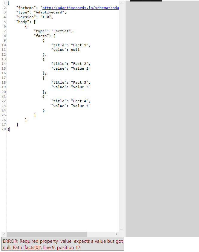 [Parser] Visualizer accepts null values for strings · Issue #1905 · microsoft/AdaptiveCards · GitHub
