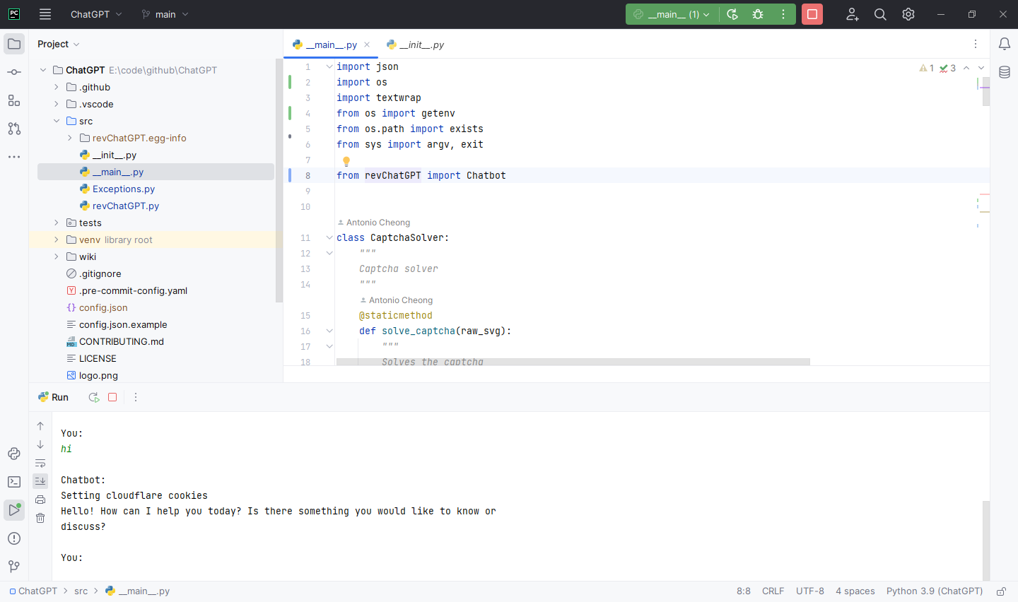 ModuleNotFoundError: No module named 'revChatGPT.revChatGPT'; 'revChatGPT' is not a package ...