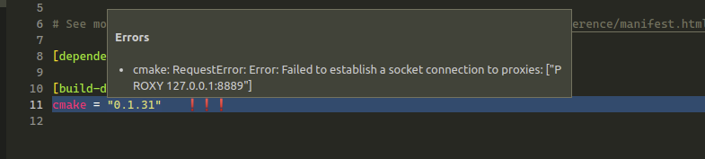 RequestError: Error: Failed to establish a socket connection to proxies: ["PROXY 127.0.0.1:8889 ...