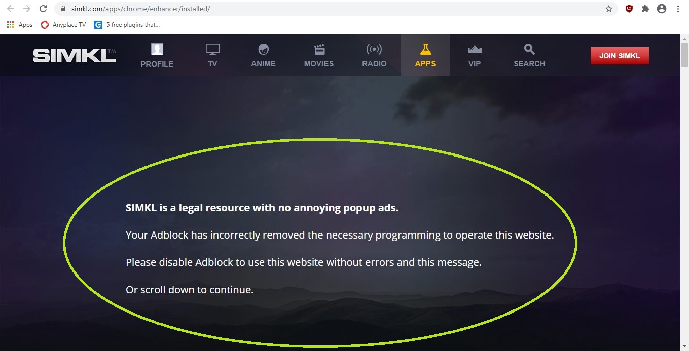 simkl.com anti adb · Issue #7800 · uBlockOrigin/uAssets · GitHub