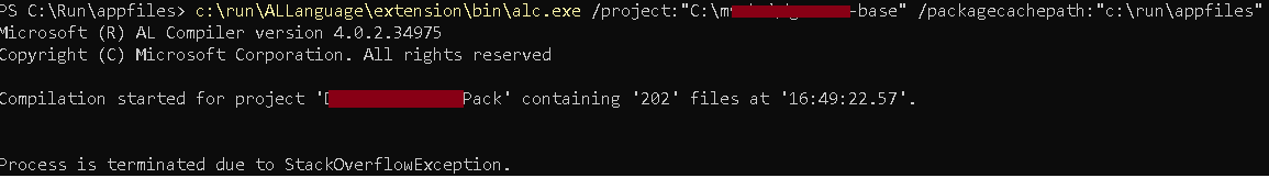 Alc.exe 4.0.2.23975 crashes on StackOverflowException · Issue #5238 · microsoft/AL · GitHub