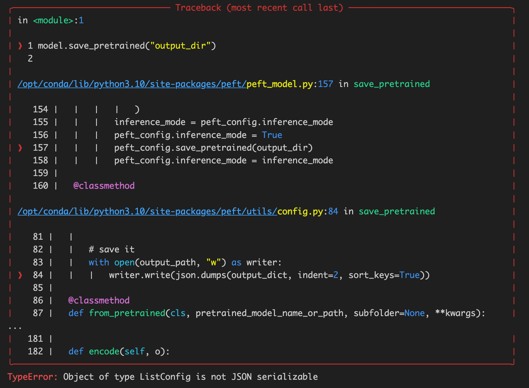 Object of type ListConfig is not JSON serializable · Issue #567 · huggingface/peft · GitHub