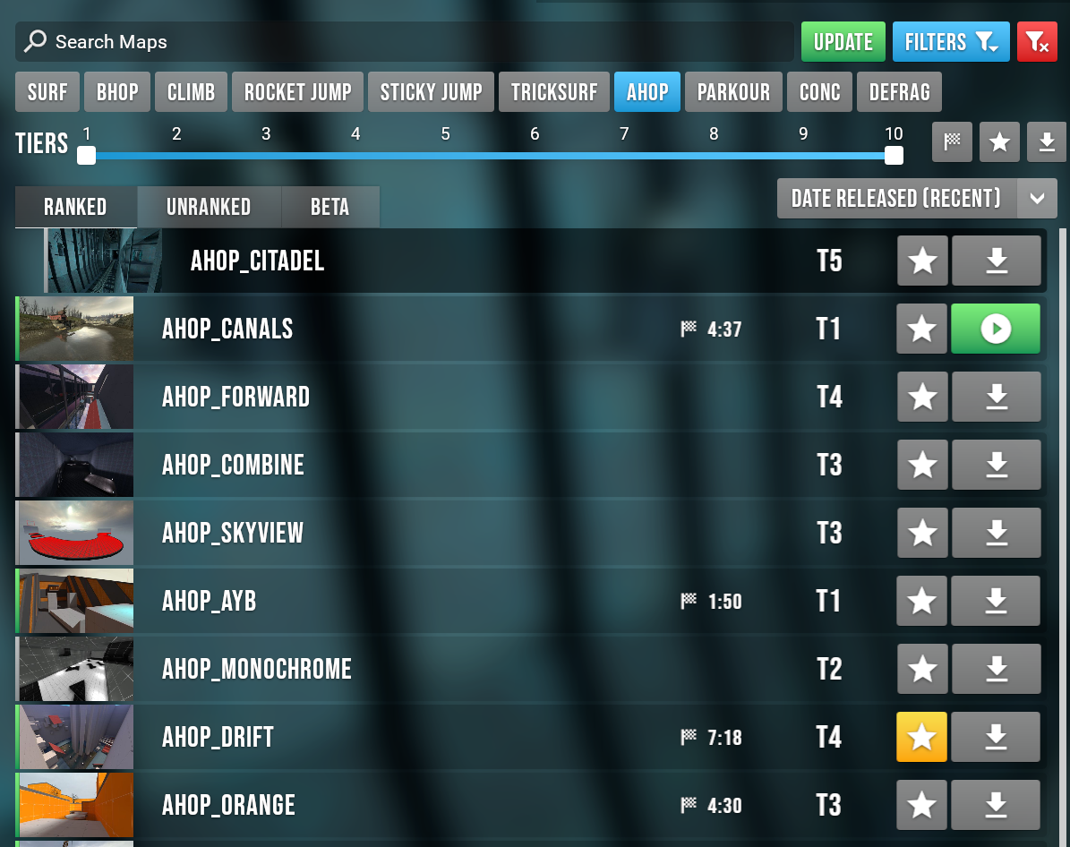 Restyled, more compact map list · Issue #794 · momentum-mod/website · GitHub