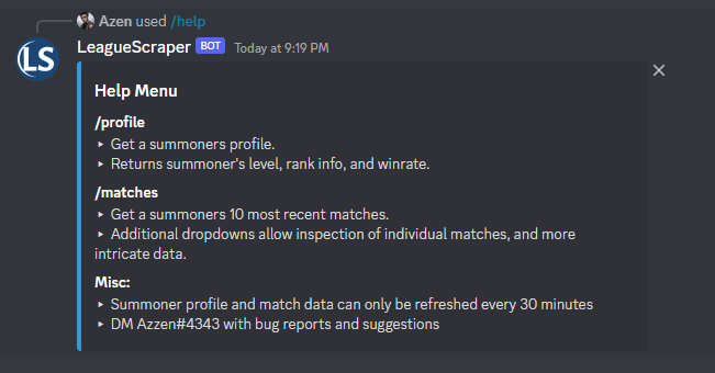 GitHub - papengav/LeagueScraperDiscordBot: A Discord bot for retrieving League of Legends stats