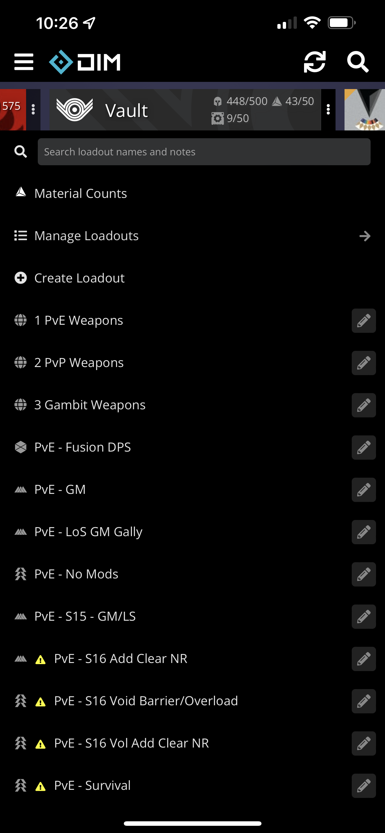 Warning ⚠️ icon present on Vault “character” loadouts list · Issue #8388 · DestinyItemManager ...