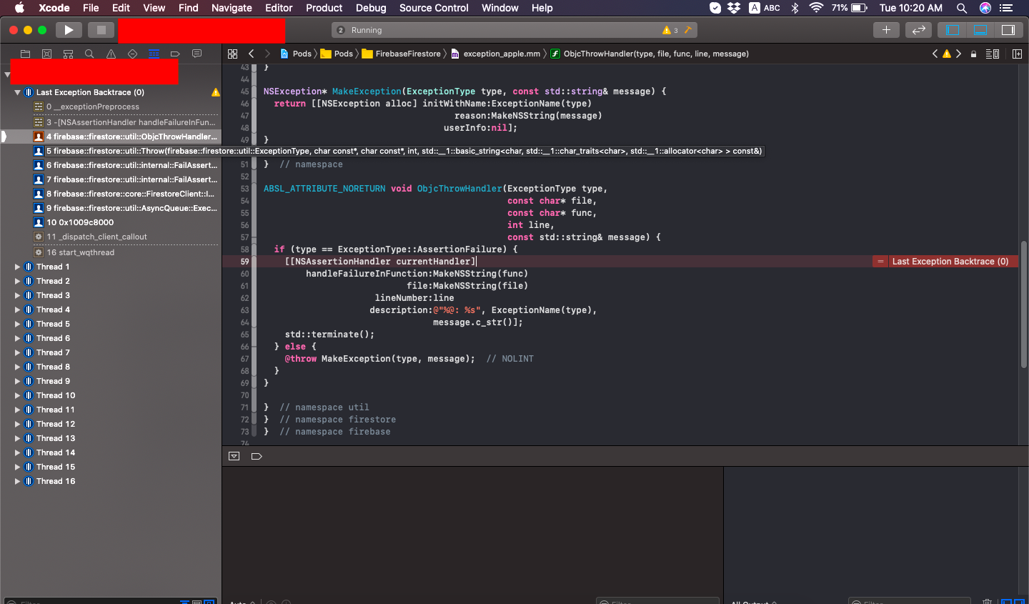 [[NSAssertionHandler currentHandler] Last Exception Backtrace (0 ...