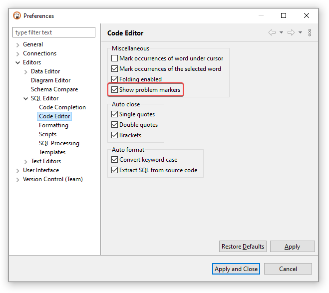 How Do I Turn Off The Red Squiggly Lines When Error Is Encountered · Issue 16070 · Dbeaver 9166