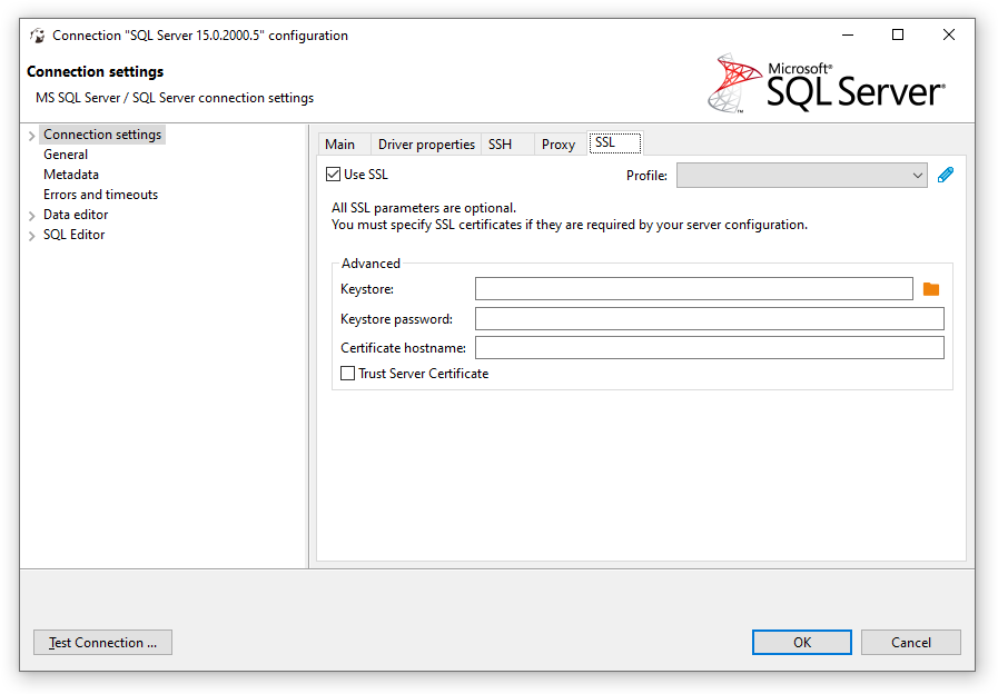Instructions requested for TLS enabling an MS SQL Server connection ...