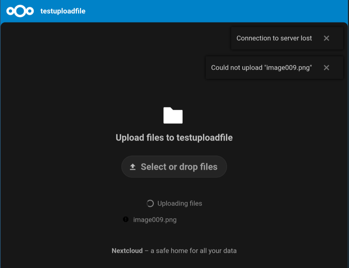 [Bug]: Errors when uploading to file drop hard to spot · Issue #38795 · nextcloud/server · GitHub