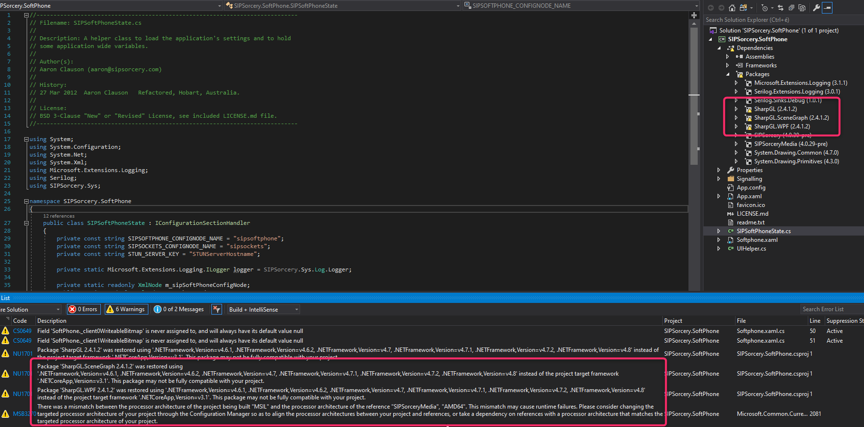SIPSorcery,SoftPhone Example Project Errors · Issue #179 · sipsorcery-org/sipsorcery · GitHub