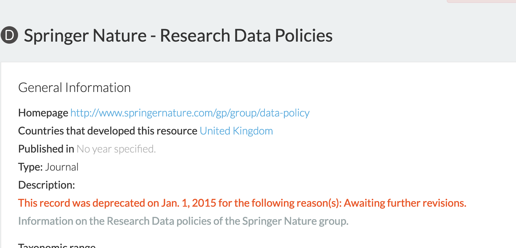 Deprecation Reason Missing Text · Issue 1147 · Fairsharing · Github