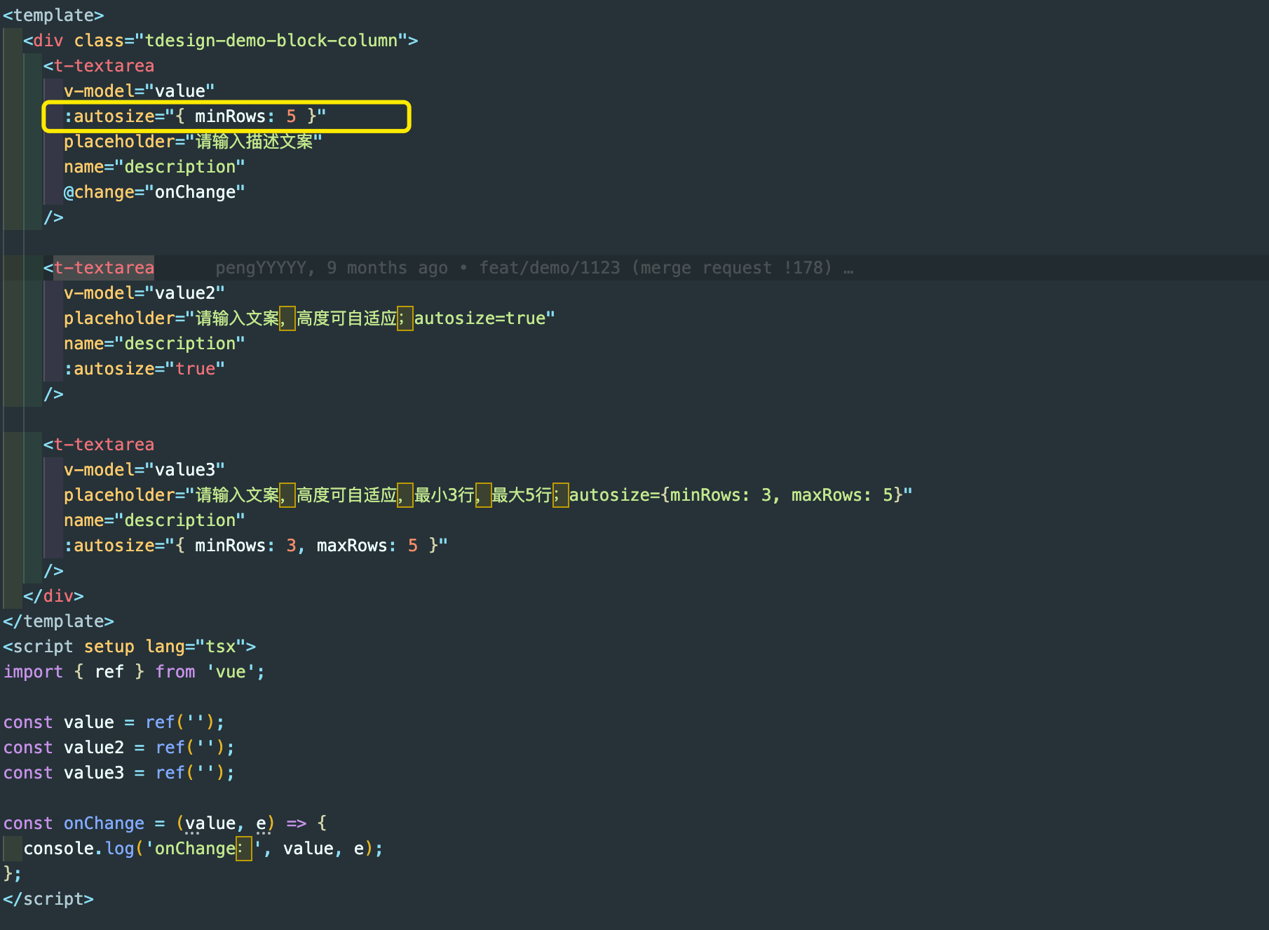 [Textarea] autosize填{ minRows: 5 } ts校验报错 · Issue #1340 · Tencent/tdesign-vue-next · GitHub