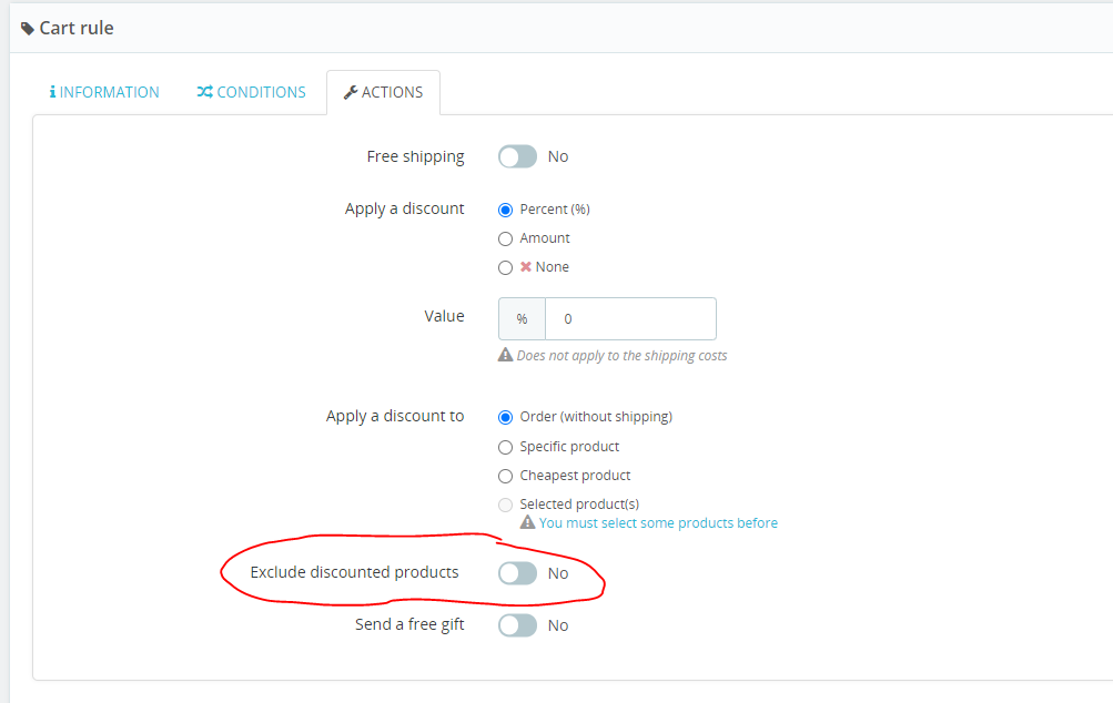 Cart Rules configuration : Exclude discounted products option disappeare · Issue #26775 ...