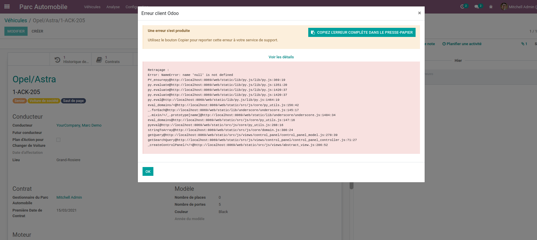 Some smart-buttons are broken since one recent core modification on ...