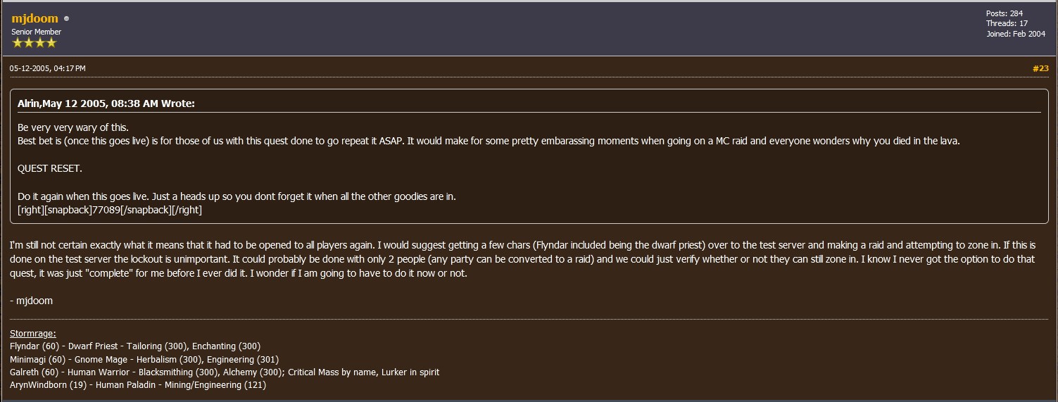 🐝 [Bug] Attunement to the Core · Issue #1313 · vmangos/core · GitHub