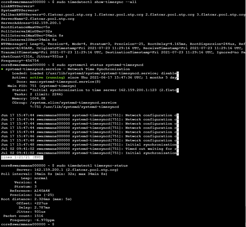 System clock not synchronized · Issue #435 · flatcar/Flatcar · GitHub