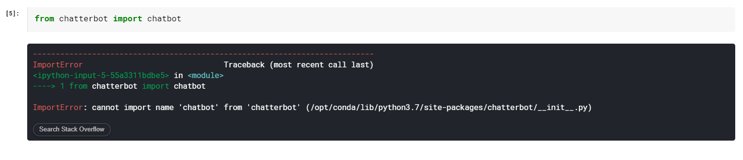 ImportError: cannot import name 'ChatBot' · Issue #1380 · gunthercox/ChatterBot · GitHub