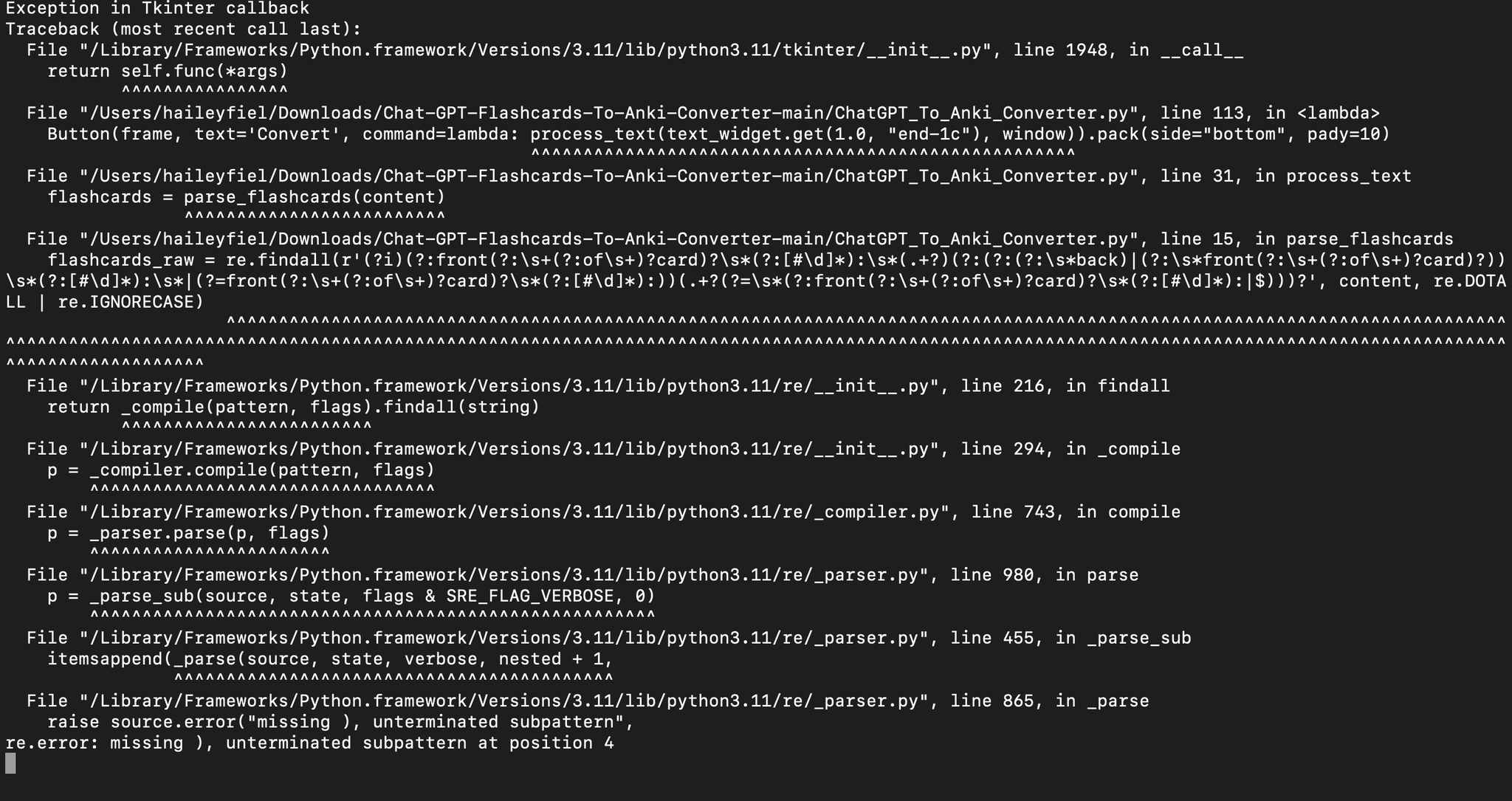 Error While Trying To Use This · Issue 1 · Alextoumayanchat Gpt Flashcards To Anki Converter 