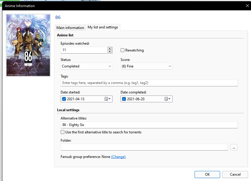 Taiga relations are not working for Mushoku Tensei and 86 · Issue #1034 · erengy/taiga · GitHub