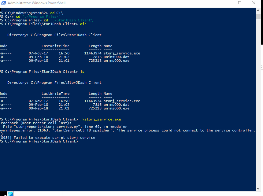Windows Service Wont Start · Issue #34 · sibblegp/Storj-Dashboard-Client · GitHub