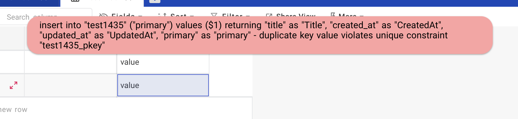 Primary key column contains duplicate values · Issue #1435 · nocodb/nocodb · GitHub