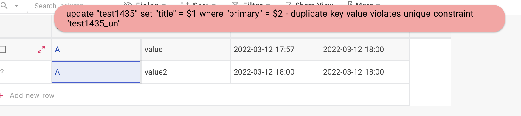 Primary key column contains duplicate values · Issue #1435 · nocodb/nocodb · GitHub