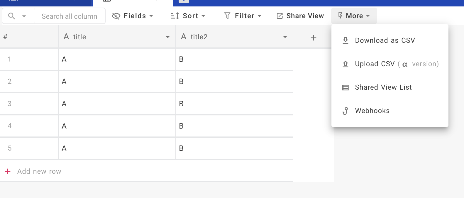 [Feature] The Editor need the function of ”Upload CSV“ · Issue #1683 · nocodb/nocodb · GitHub