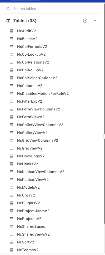 meta database tables shown in UI · Issue #1910 · nocodb/nocodb · GitHub