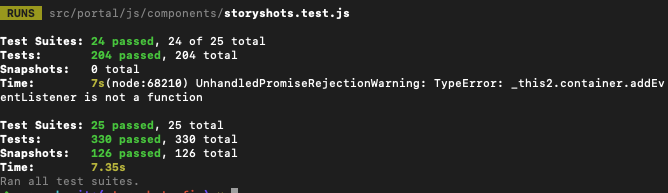 multiSnapshotWithOptions UnhandledPromiseRejectionWarning · Issue #7160 · storybookjs/storybook ...