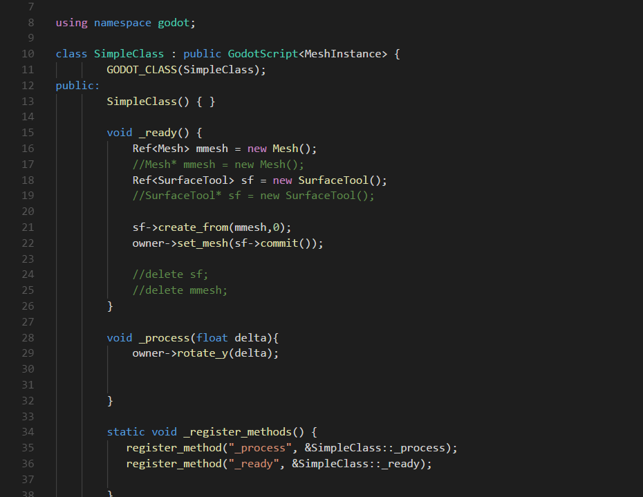 SurfaceTool and MeshInstance crashing · Issue #156 · godotengine/godot-cpp · GitHub