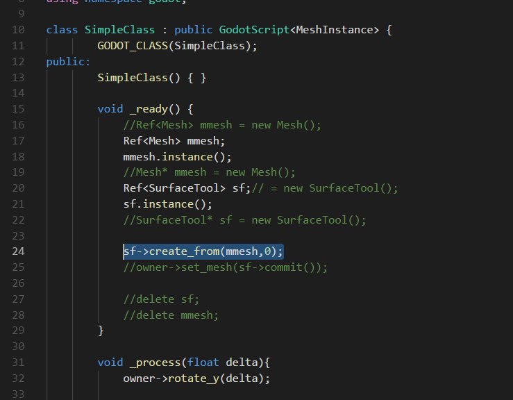 SurfaceTool and MeshInstance crashing · Issue #156 · godotengine/godot-cpp · GitHub