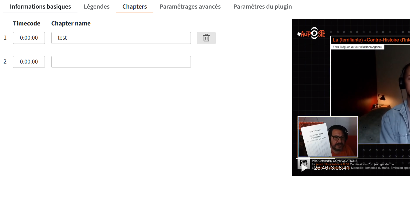 Synchronize the time counter with the video in the chapter editor · Issue #6039 · Chocobozzz ...